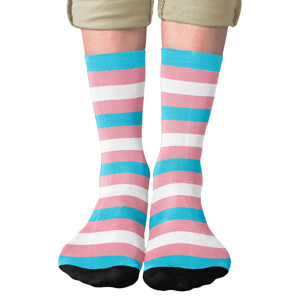 Trans Stripes Adult Crew Socks - Famous IRL