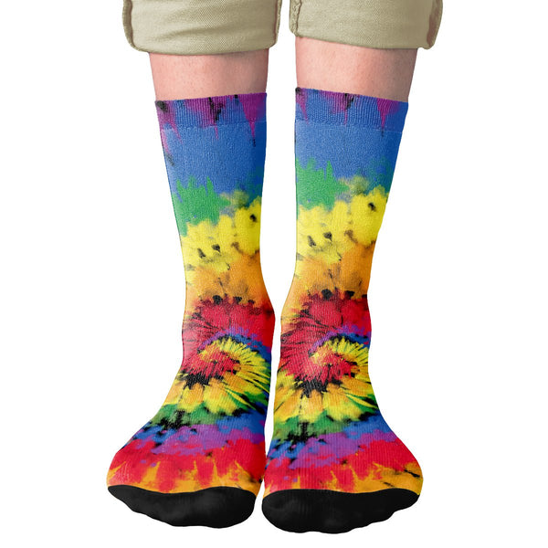 Rainbow Tie Dye Adult Crew Socks - Famous IRL